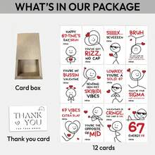 1 Set mit 12 Slang Valentinstag Karten, geeignet für Kinder ...