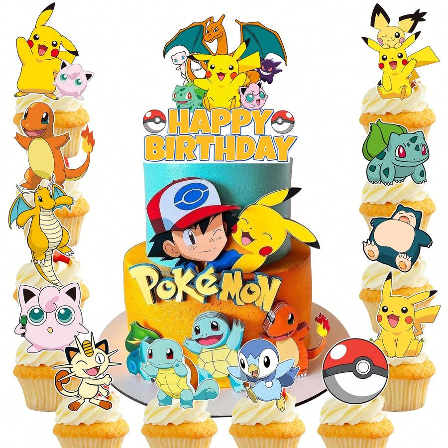 25-delige Pokémon taartdecoratieset! Inclusief grote ...