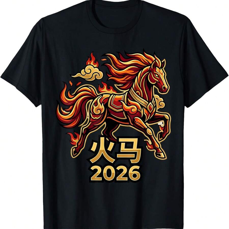 Chinese New Year Of The Horse 2026 Fire Horse China Lunar T-Shirt ...