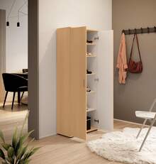 2 ripiani in legno laminato con 2 ante a battente e 5 ripiani interni ...