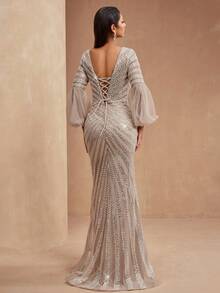 AMILUCK Women's Elegant High-End Luxury Heavy Embellished Sequin Pearl ...