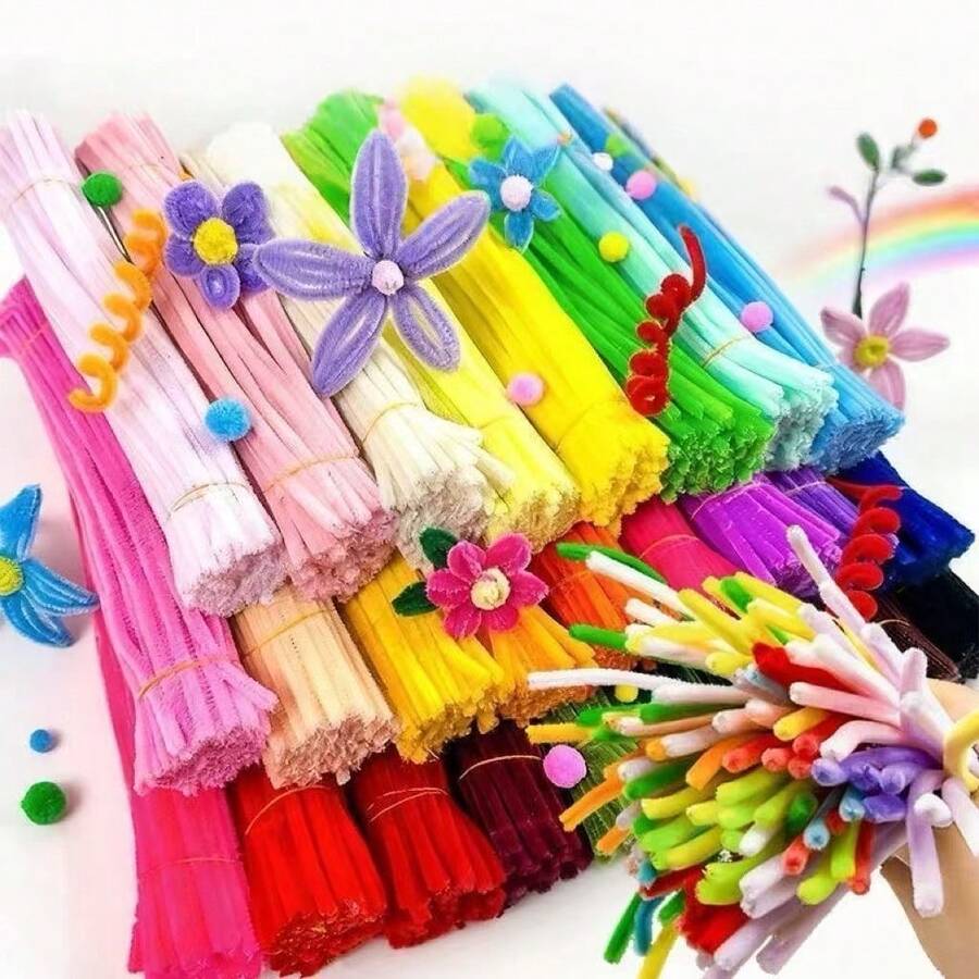 Kit Of 100 Chenille Pipe Cleaner Sticks, 30 Cm, Coated Wire For Arts ...