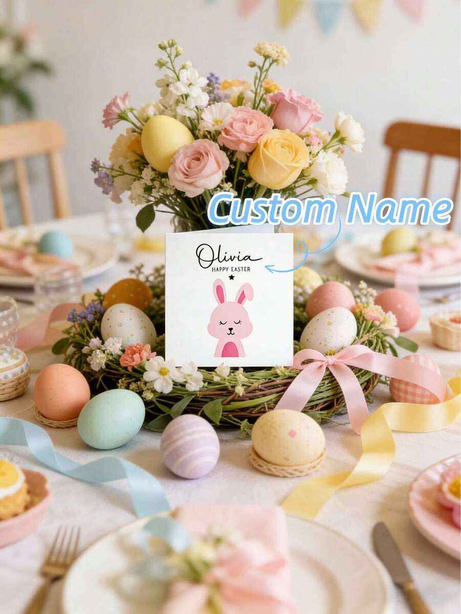 Custom Name Easter Bunny Card For Kids, Personalized Happy Easter ...
