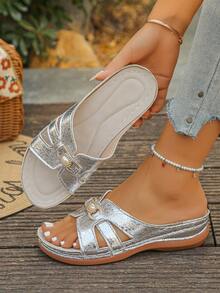 Plus Size 35-45 Summer Fashion Casual Silver Pleated Texture - 8-Shaped ...
