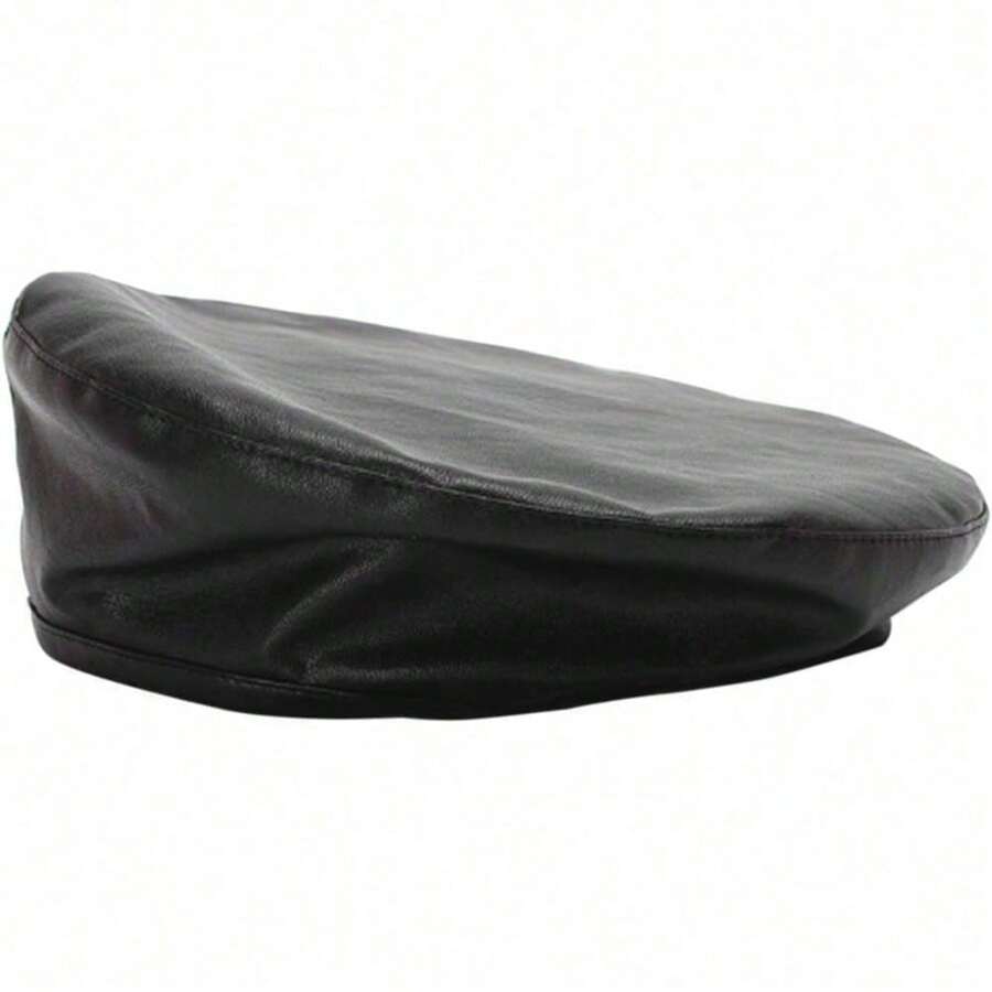 Women Beret Hat PU Leather Beret French Black Beret Artist Beret Cap ...