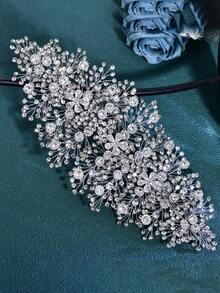 1pc Luxury Bridal Headband With Floral Rhinestone Decor, Wedding Hair ...