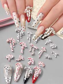 Soft Carved Polka Dot Bowknot Nail Charms French Elegant Ribbon Bow ...