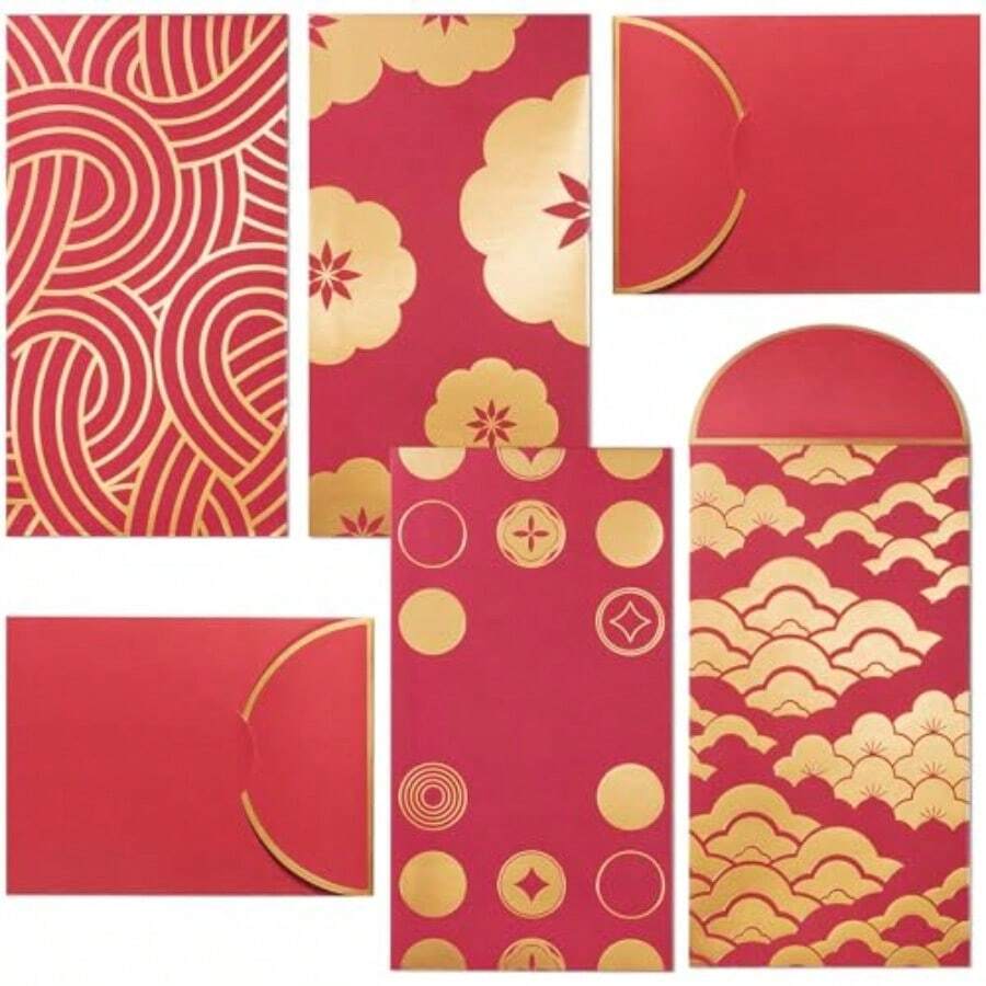 Chinese New Year Red Envelopes 24-Count 2026 Lunar New Year Red Packets ...