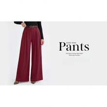 Women's 2026 Spring High Elastic Waist Wide Leg Pleated Palazzo Pants ...