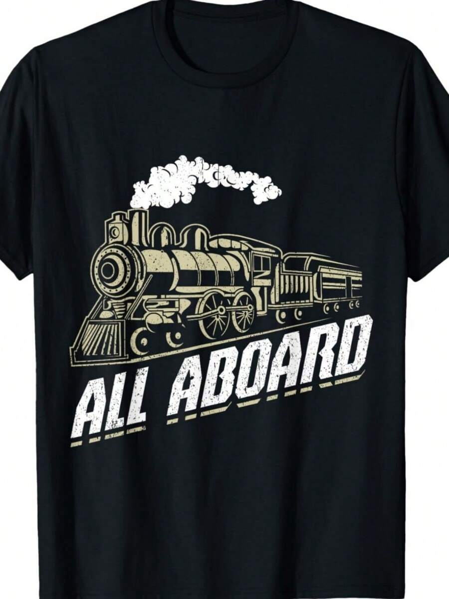 Funny Model Railway Design All Aboard Train Tee Gift Unisex T-Shirt ...