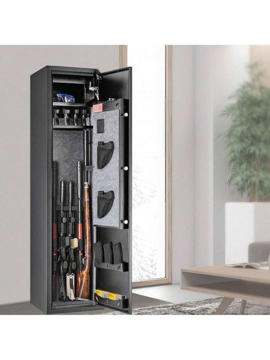 7-8 Rifles Gun Storage Cabinet With Digital Keypad Lock Quick Access ...