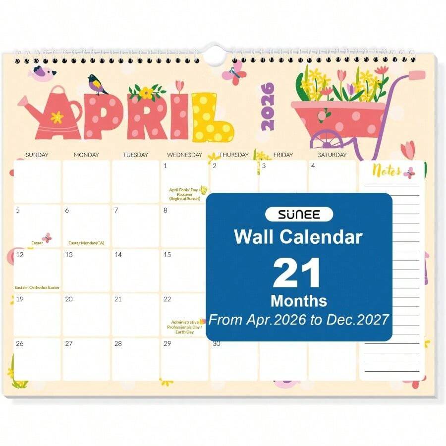 2026 Calendar - 21 Months Apr. 2026 - Dec. 2027, 14.5x11.5 Big Grid ...