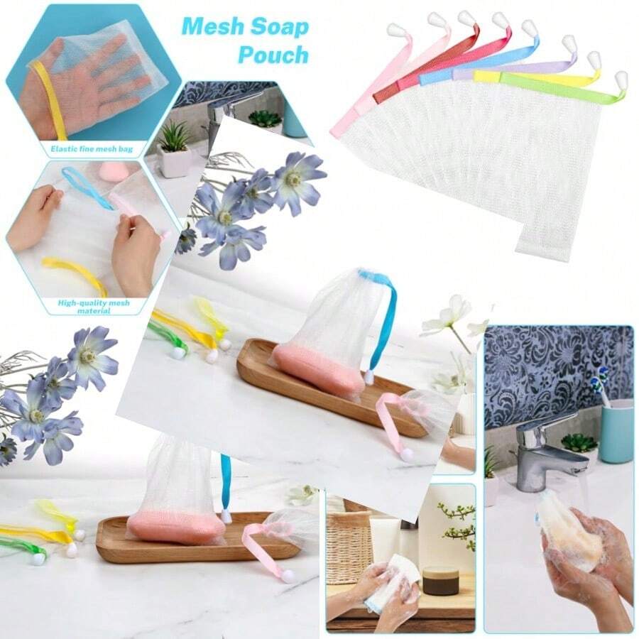 8 Pcs Soap Bags Mesh Foaming Soap Bar Bag With Drawstring For Bath ...