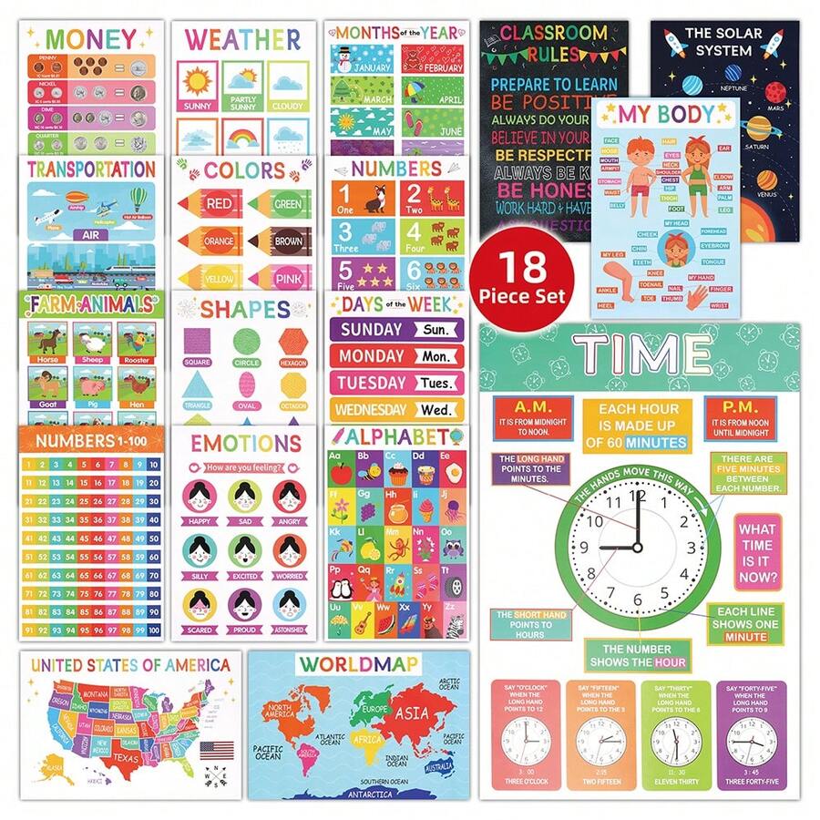 18 Boho Educational Posters For Toddlers, Learning Poster Charts For ...