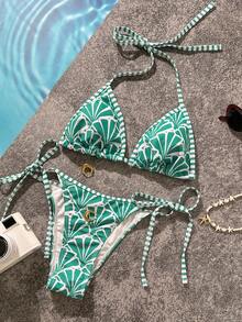 Conjunto de 2 Peças de Maiô Tankini Feminino com Estampa Floral ...