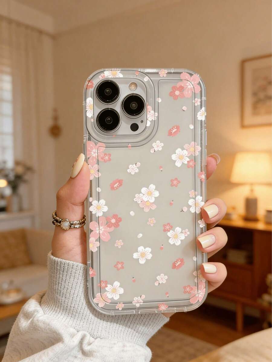 Ins Style Fresh Pink & White Sakura Transparent Phone Case Compatible ...