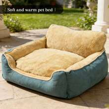 The Sofa With A Thick Plush Pet Bed With A Backrest Is Warm In Winter ...