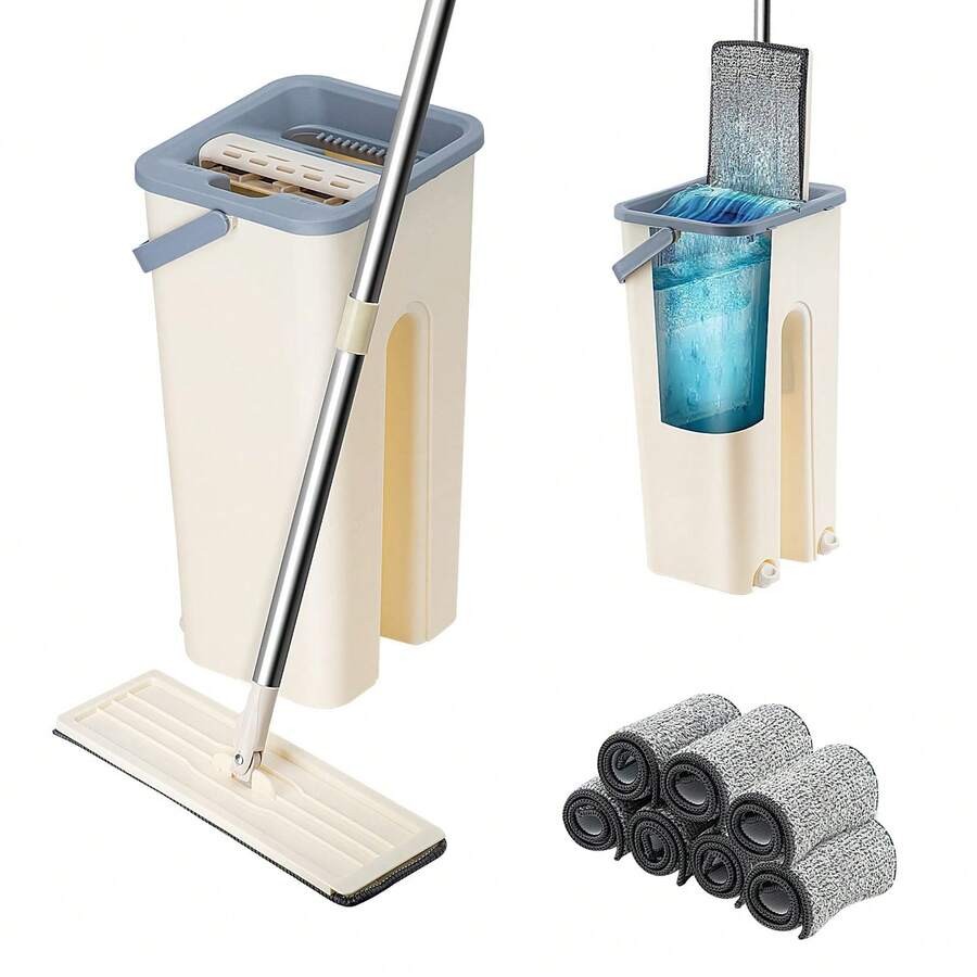 Flat Squeeze Microfiber 360° Mop & Bucket Set With Replaceable Pads ...