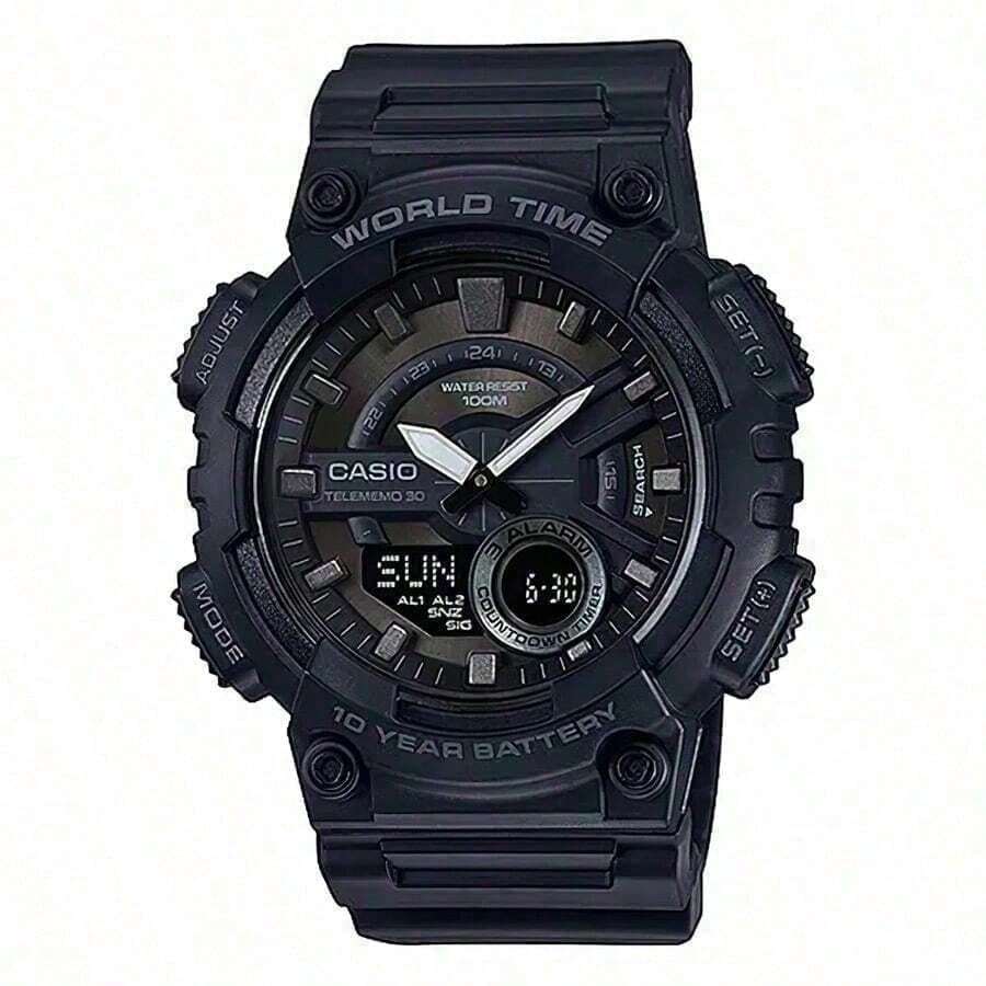 Casio Men's Digital Watch | 100M Water Resistant | Multiple Alarms ...