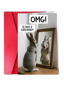 1pc Funny Birthday Card For Men – OMG Grey Hare – Hilarious Pun ...