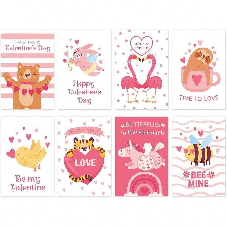 24 Cute Valentines Day Cards Pack, Valentines Day Cards For Kids ...