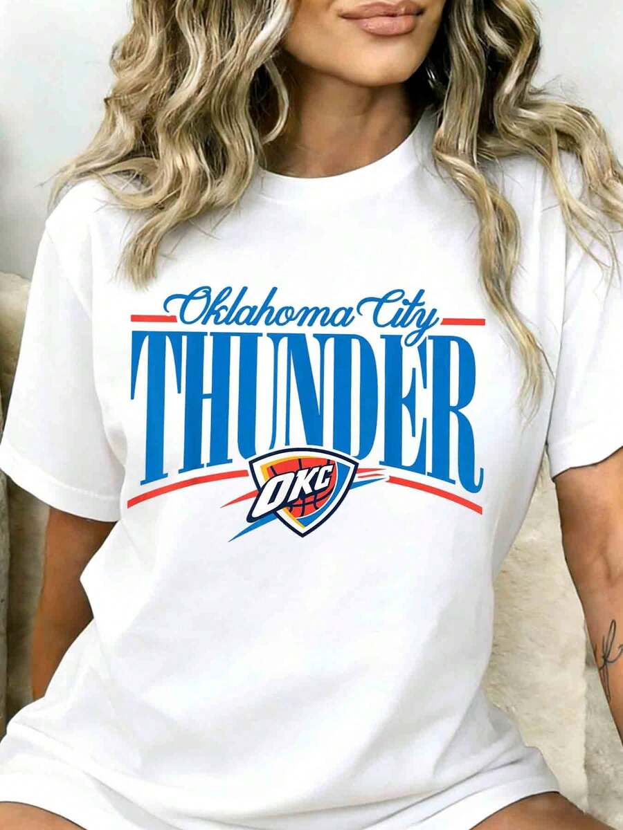 Oklahoma City Thunder Team Logo T-Shirt Unisex Cotton Casual Wear For ...