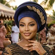 Women African Hat, Elegant Pleated Leaves Turban Hat Head Wrap Fashion ...