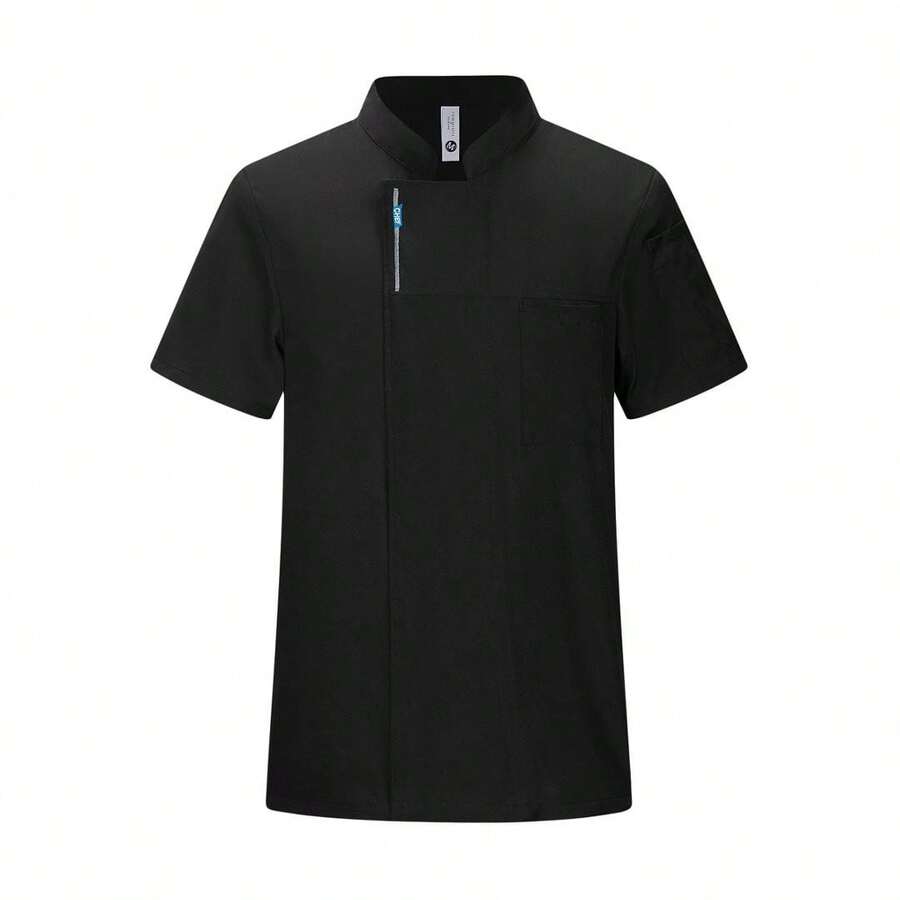Nova Uniforme de Chef Unissex de Manga Curta, Bordado, Cor Sólida ...
