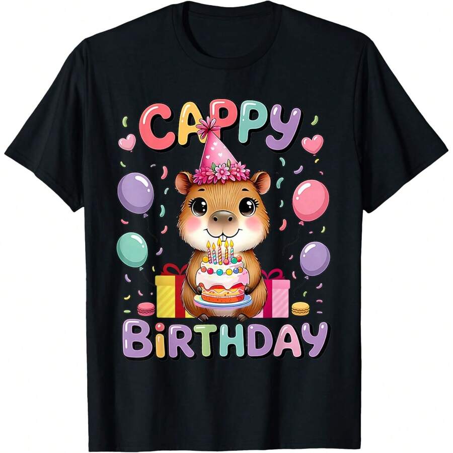 Cappy Birthday Capybara Lovers Happy Birthday Party T-Shirt | SHEIN UK