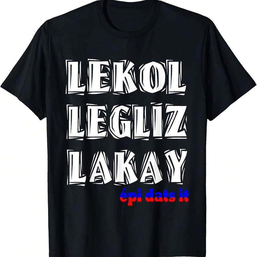 Haitian Lekol Legliz Lakay Haiti Flag Creole Sayings T-Shirt | SHEIN Brasil