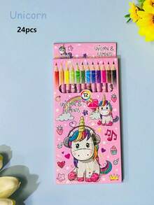12/24 Colors Cartoon Unicorn & Dinosaur Colored Pencils, Drawing ...