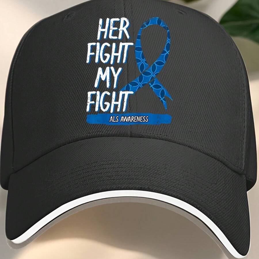 ALS Awareness Ribbon Baseball Cap - HER FIGHT MY FIGHT ALS Hat With ...