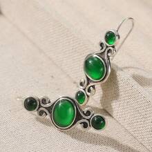 New Fashionable & Elegant Synthetic Gemstone Inlaid Pendant Earrings ...