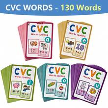Lachilly CVC Words Spelling Flash Cards Set 130 Words Kids Phonics ...