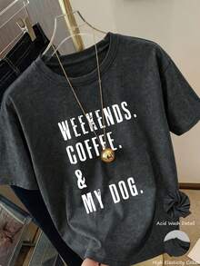 Women's Casual Loose Drop Shoulder Washed Short Sleeve T-Shirt ...