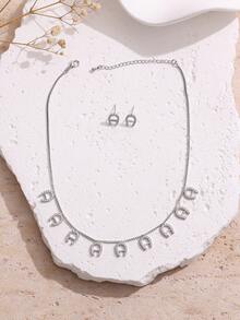 2pcs/Set Elegant Horseshoe Rhinestone Jewelry Set, Niche Design ...