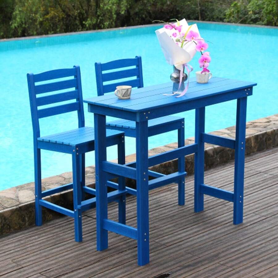 Outdoor Bar Table And Chairs Set, Adirondack Bar Stools, Outdoor ...