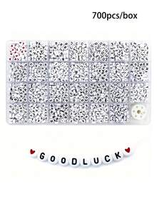 [DIY Acrylic Beads] 1400pcs DIY Acrylic Beads | Letter Bead Suitcase ...