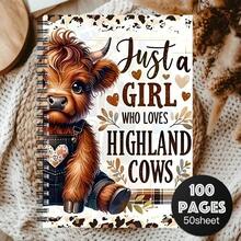 Scottish Highland Cow Notebook - Adorable Highland Cow With Floral ...