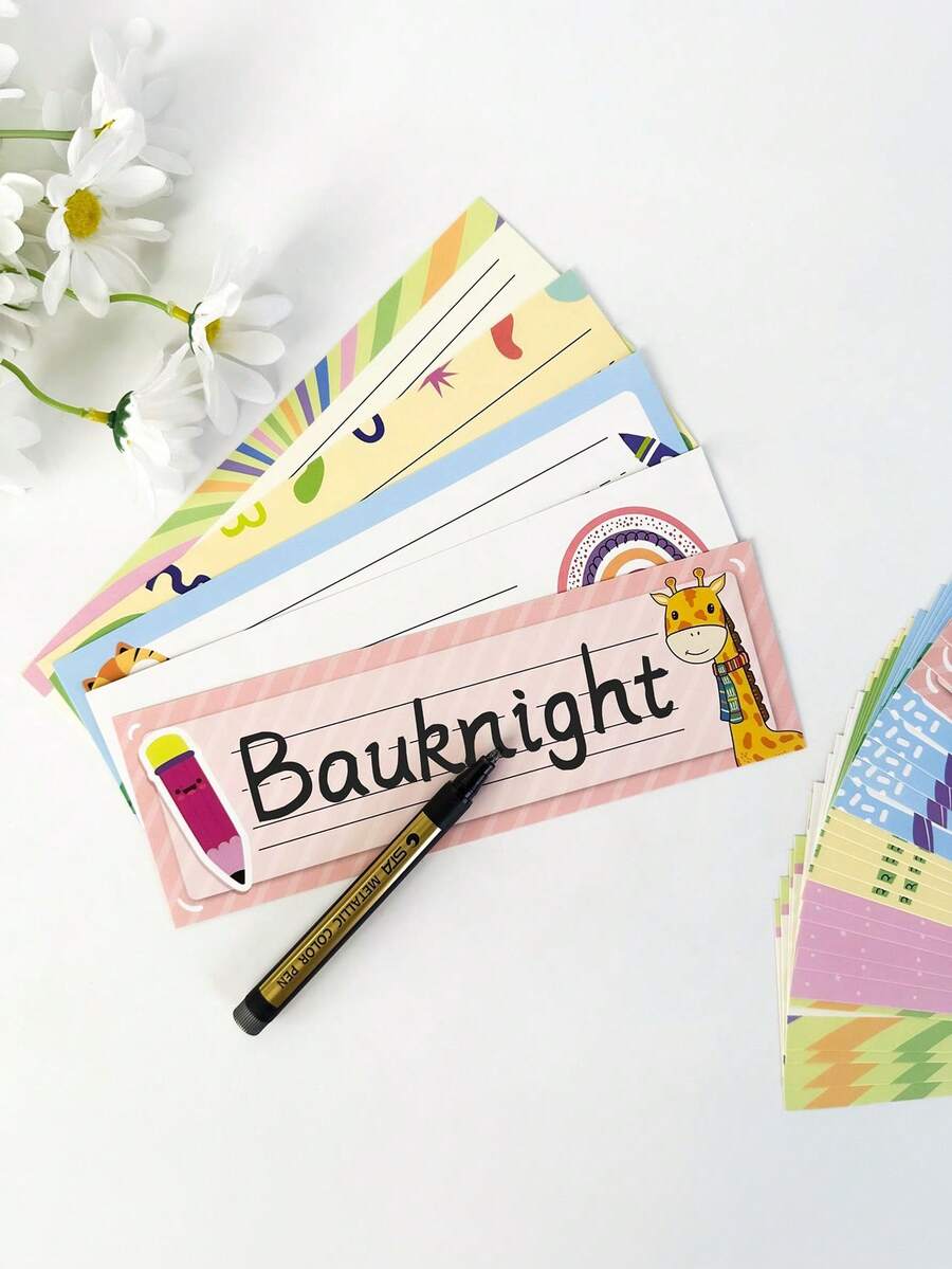 25pcs, 5 New Colorful Styles, Thickened Name Cards, Self-Writing Name ...