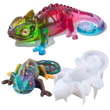 1pc Resin Lizard Mold, 3D Chameleon Animal Realistic Flexible Epoxy ...