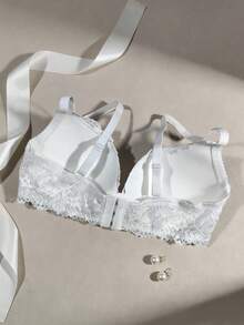 Women's White Mesh Patchwork Underwire Bra, Lift And Support ...