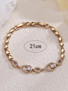 1pc Elegant Zirconia Crystal Bracelet For Women, Unique Design Teardrop ...