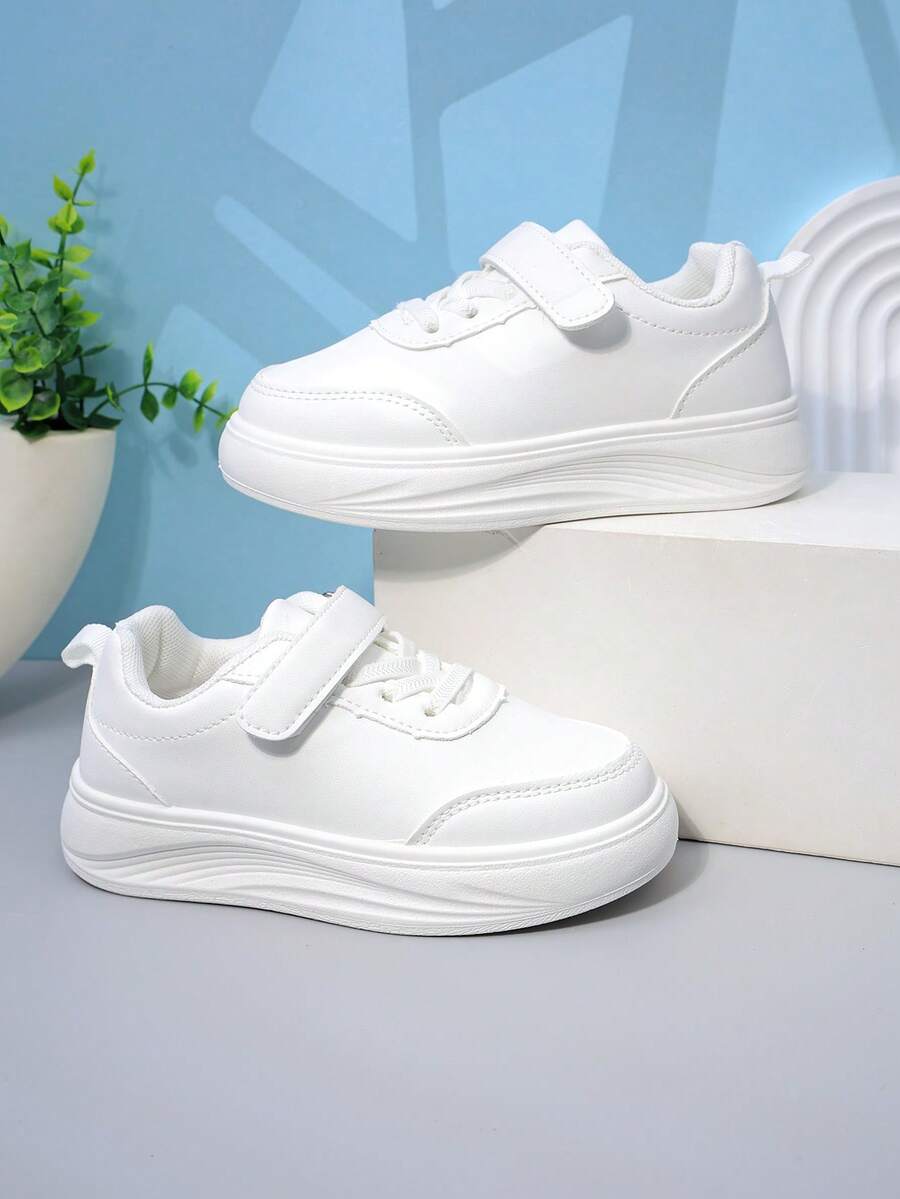 1 Pair Girls' Basic Casual White Sneakers, Versatile Outdoor Shoes For ...