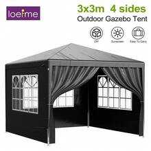 LOEFME 3x3m Outdoor Gazebo, Waterproof Canopy Garden Tent With ...
