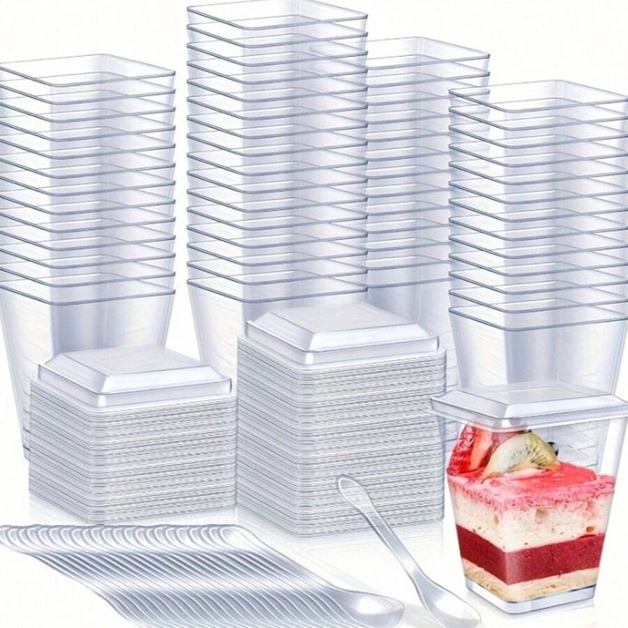100/75/50/40/30/25/20/15/10/5pcs Transparent Mousse Cups, Dessert Cups ...