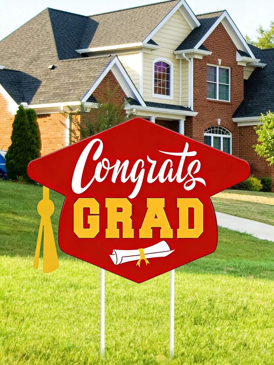 1pc 2026 Graduate Lawn Sign (With Stand), Black Color 2026 Graduation ...