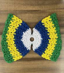 Top Crochê Modelo Borboleta Moda Brasil Lançamento Copa 2026 Ajustável ...