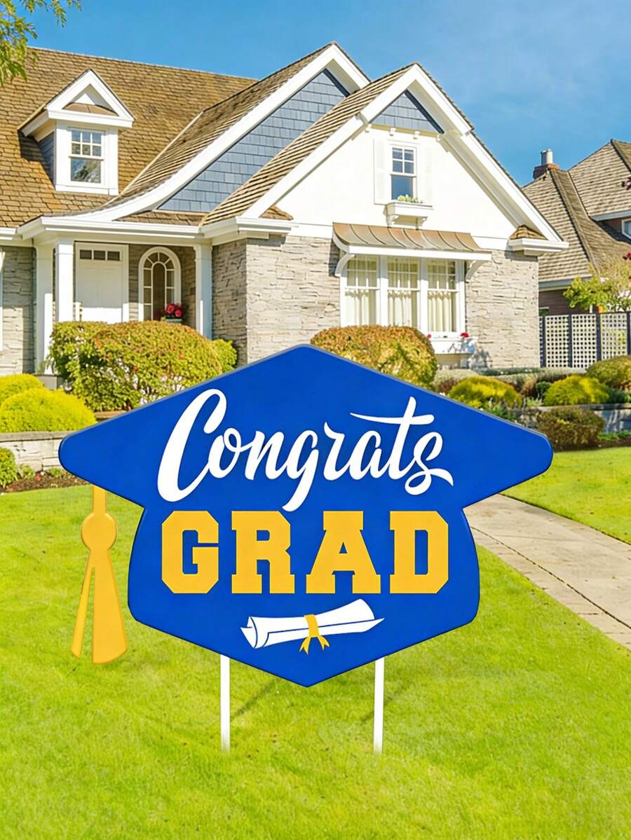 1pc 2026 Graduate Lawn Sign (With Stand), Blue Congratulations 2026 ...