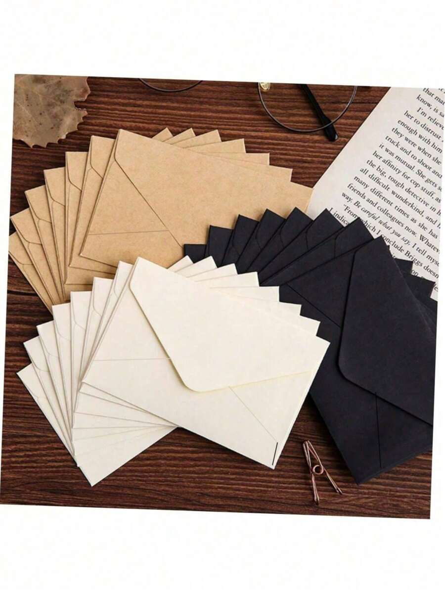 20-30pcs Vintage Mini Square Envelopes, Fresh Kraft Paper Envelopes ...